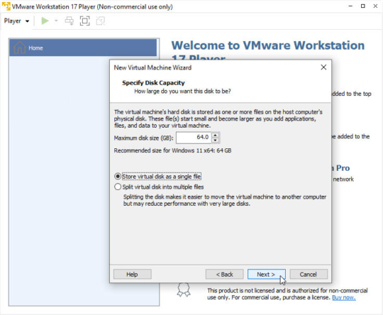 Create a Windows 11 virtual machine with VMware Workstation Player