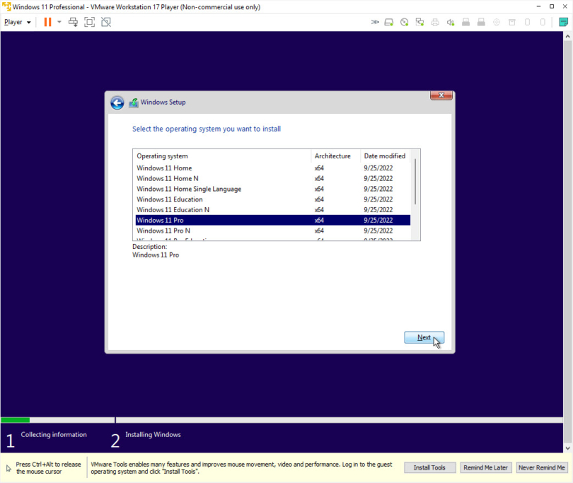 Create a Windows 11 virtual machine with VMware Workstation Player