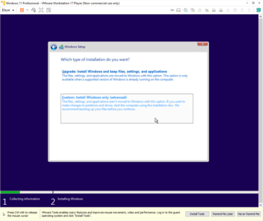 Create a Windows 11 virtual machine with VMware Workstation Player