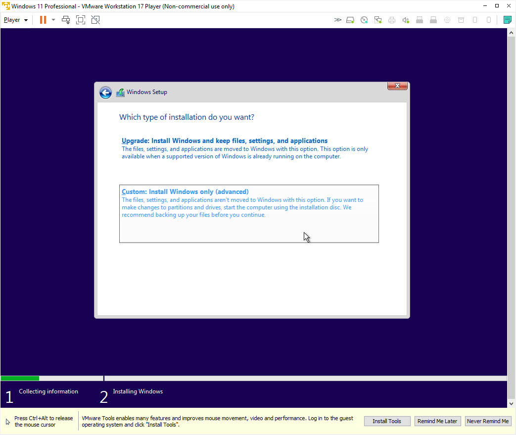 Create a Windows 11 virtual machine with VMware Workstation Player