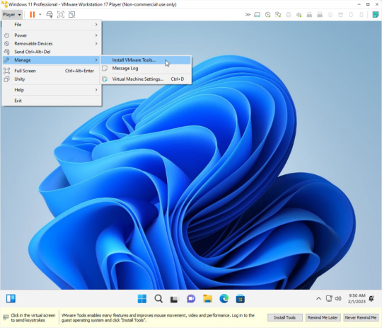 Create a Windows 11 virtual machine with VMware Workstation Player