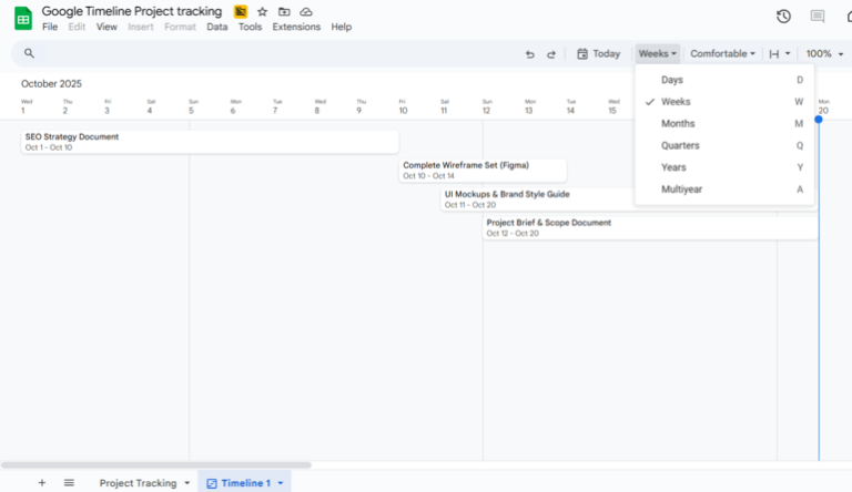 How to create a timeline in Google Sheets