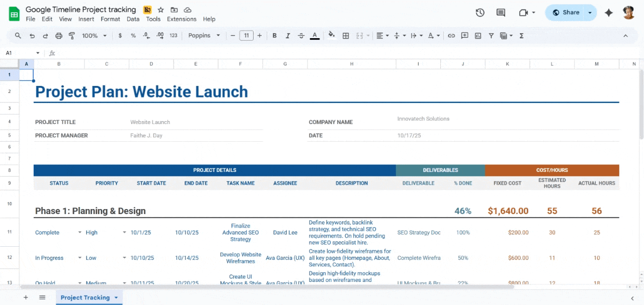 How to create a timeline in Google Sheets