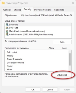 How to change ownership and control of files and folders in Windows 11