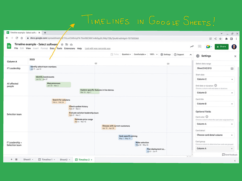 How to create a timeline in Google Sheets