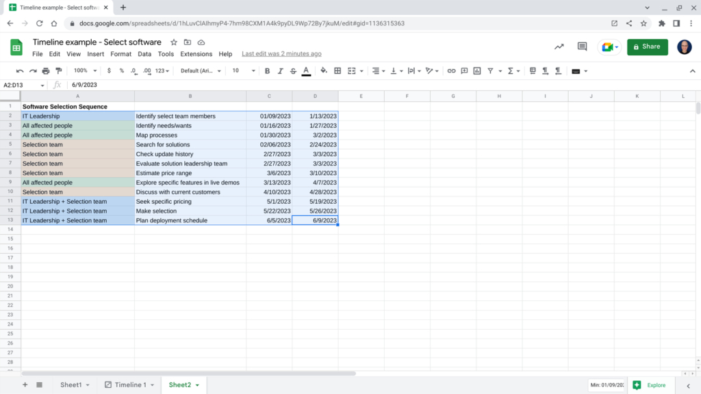 How to create a timeline in Google Sheets