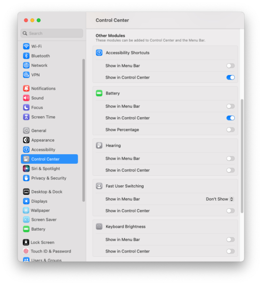 How to customize the macOS Ventura Control Center