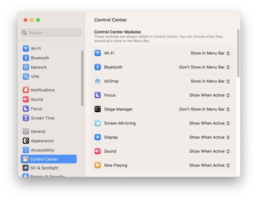 How to customize the macOS Ventura Control Center