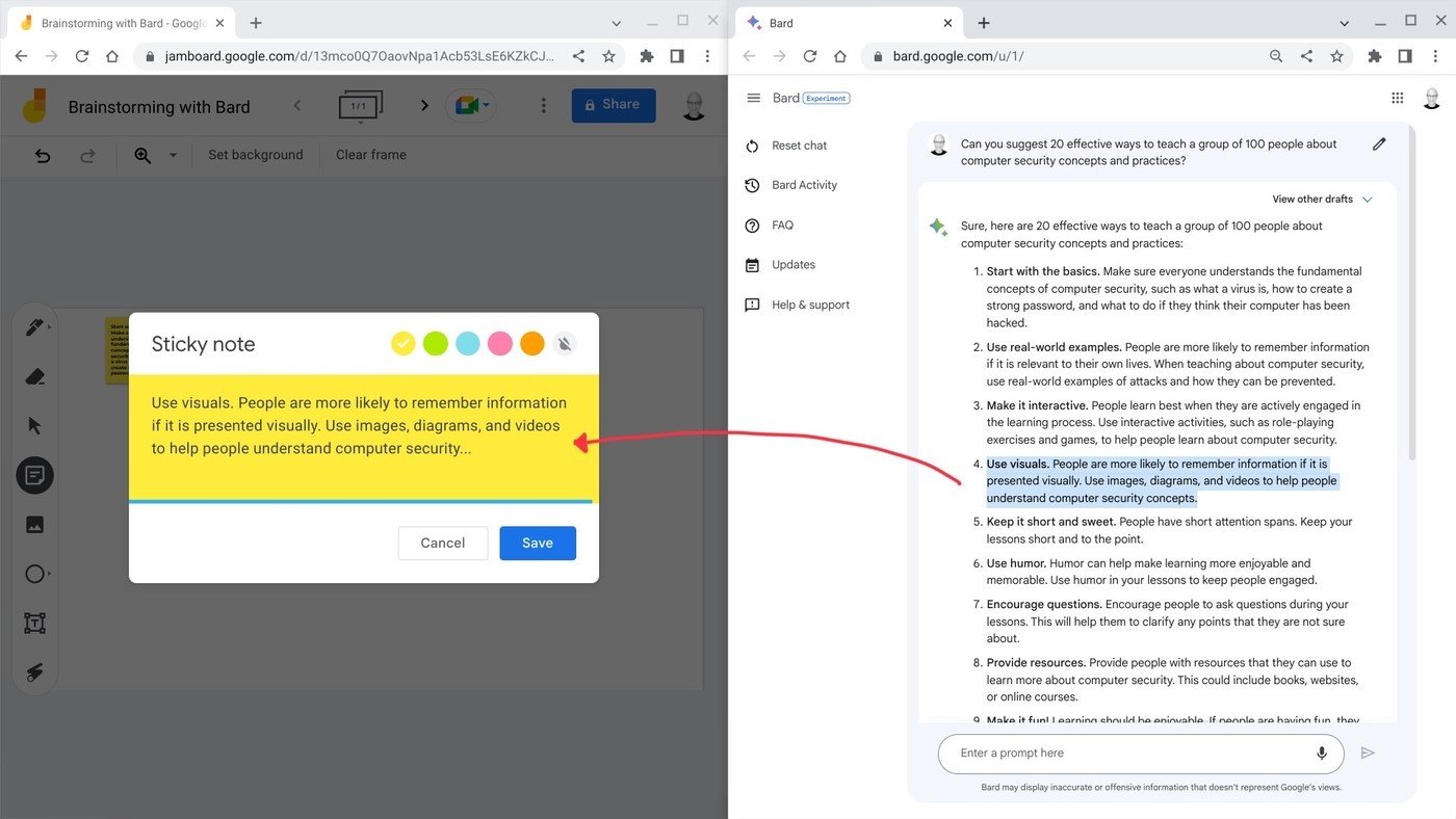 Add an AI chatbot like Google Bard to your brainstorming process