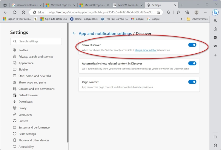 How to hide the Discover button and Copilot in Microsoft Edge