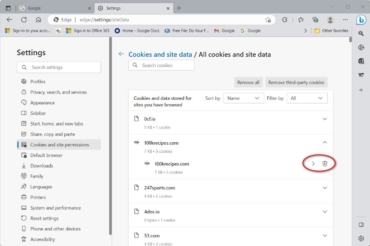 How to remove specific cookies from Microsoft Edge