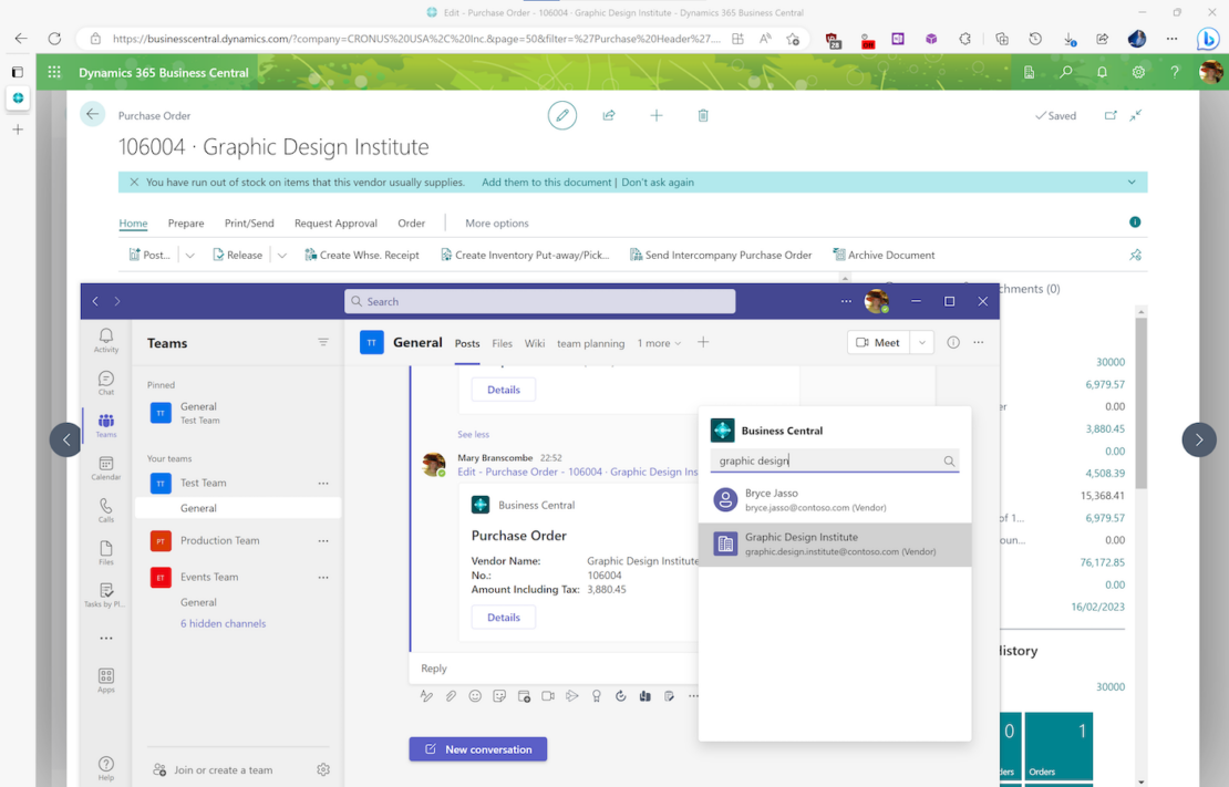 Dynamics 365 Business Central integration in Teams