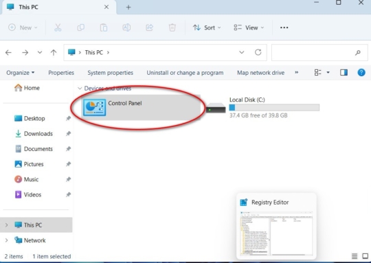 How to add Control Panel access to File Explorer in Windows 11