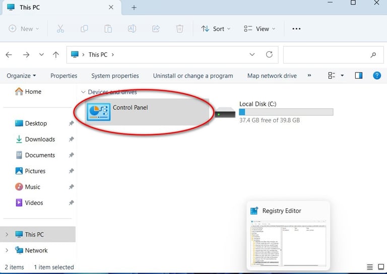 How to add Control Panel access to File Explorer in Windows 11