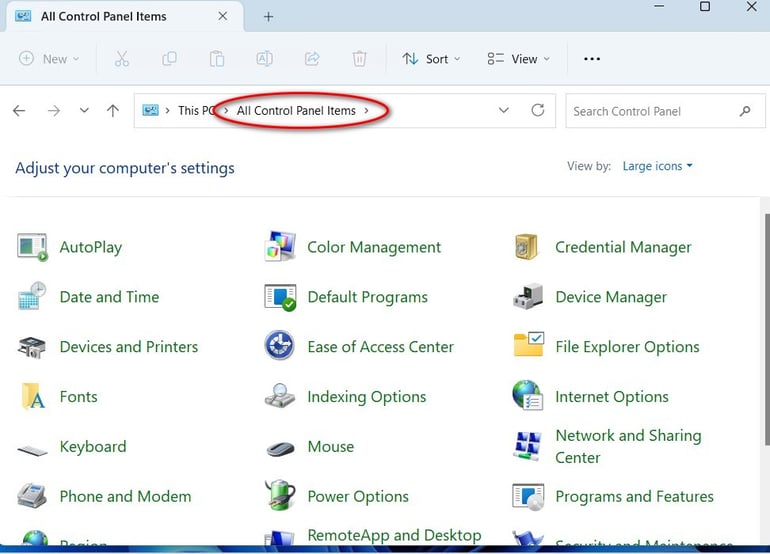 How to add Control Panel access to File Explorer in Windows 11