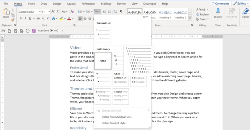 How to Create Multilevel Numbered Headings in Word