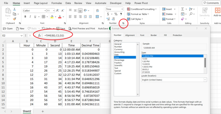 Create a Formula for Entering a Series of Incremental Times in Excel