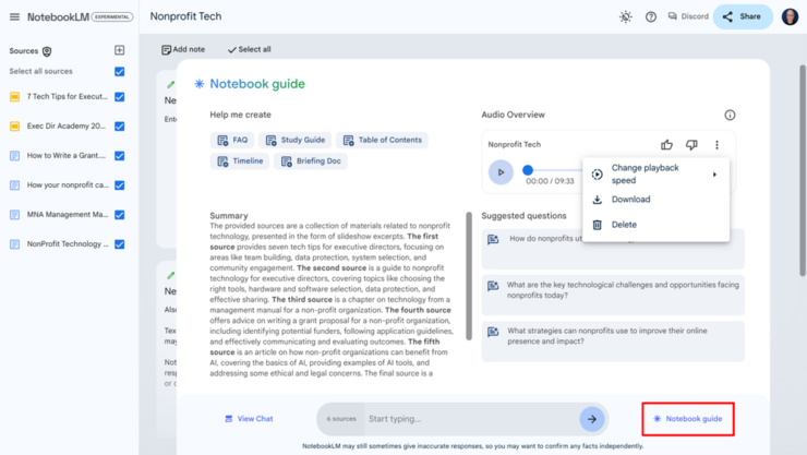 Google NotebookLM: Expands Sources, Adds Audio Features