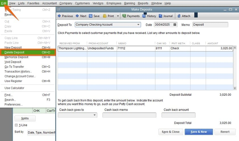 How To Delete a Deposit in QuickBooks: Step-by-Step Guide - TechRepublic
