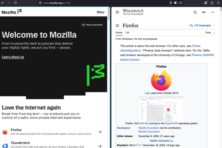 Firefox Introduces Split-View Feature for Side-by-Side Tabs